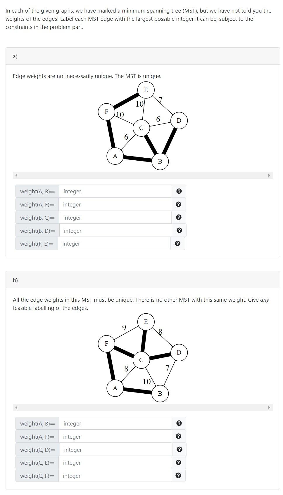 Solved In each of the given graphs, we have marked a minimum | Chegg.com