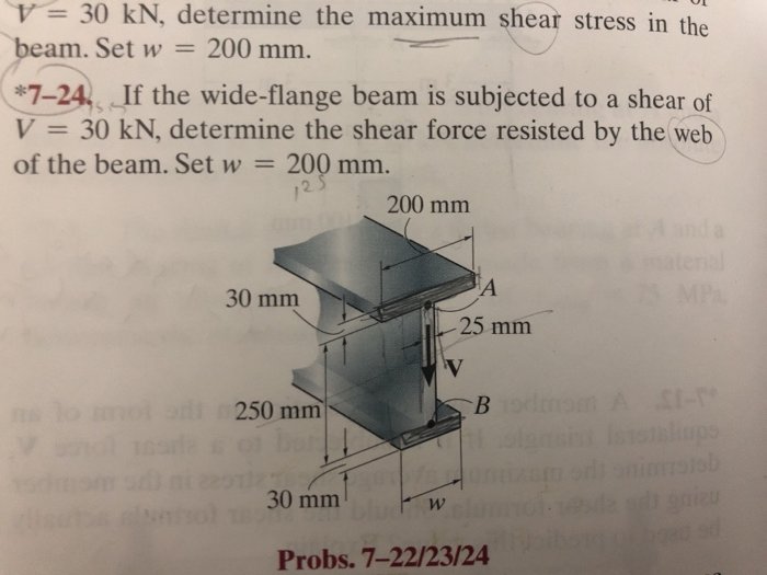 Solved V 30 kN, determine the maximum shear stress in the | Chegg.com