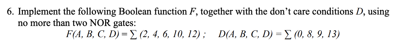 Solved 6 Implement The Following Boolean Function F 0990