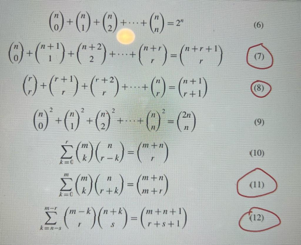 Solved Please prove the selected binomial coefficients | Chegg.com