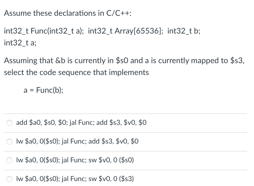 Solved Assume these declarations in C/C++: int32_t | Chegg.com