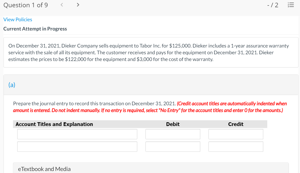 Solved Question 1 of 9 -72 ili View Policies Current Attempt | Chegg.com