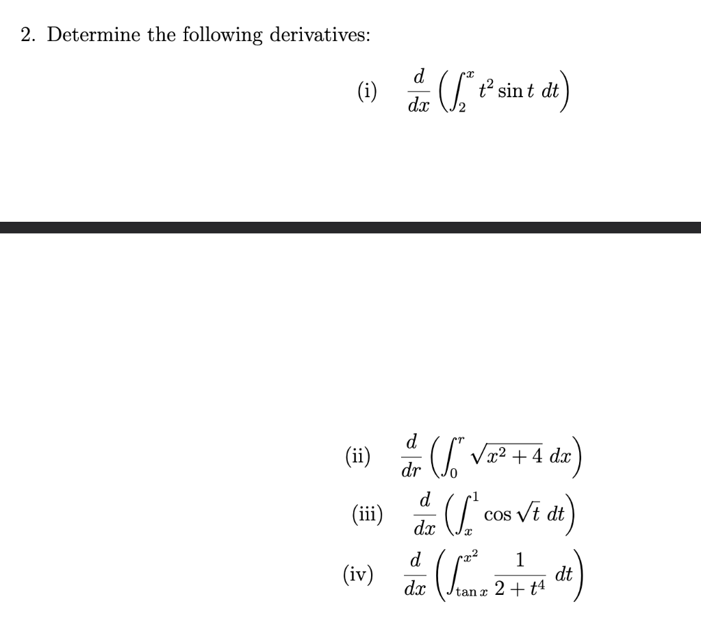 Solved 2. Determine the following derivatives: (i) | Chegg.com