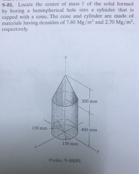 Solved 9-81. Locate the center of mass 7 of the solid formed | Chegg.com
