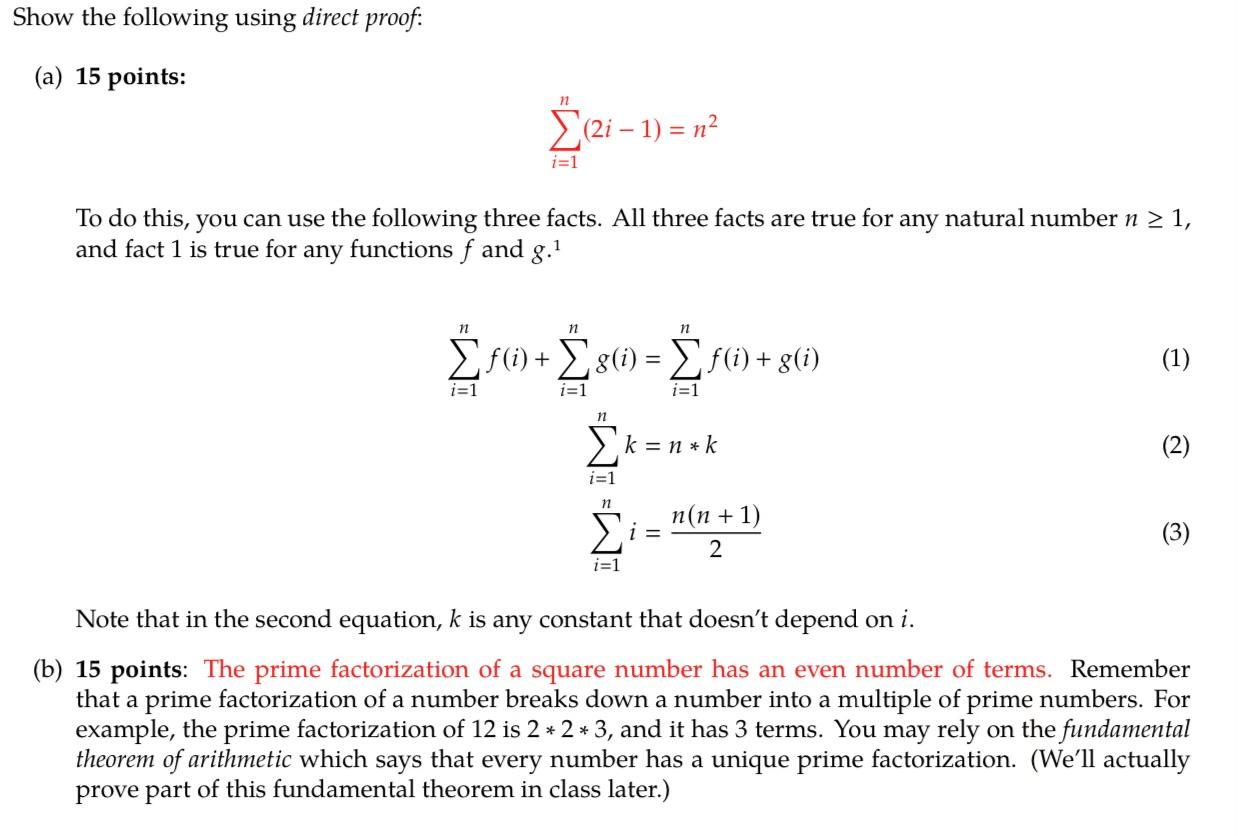 Solved Show the following using direct proof: (a) 15 points: | Chegg.com