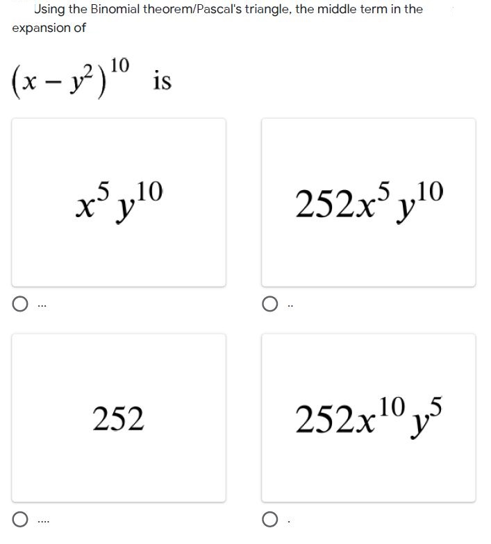 Solved Using the Binomial theorem/Pascal's triangle, the | Chegg.com