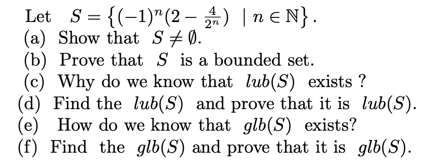 Solved This problem set focuses on bounded sets of real | Chegg.com