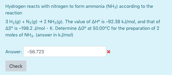 Solved Hydrogen reacts with nitrogen to form ammonia (NH3) | Chegg.com