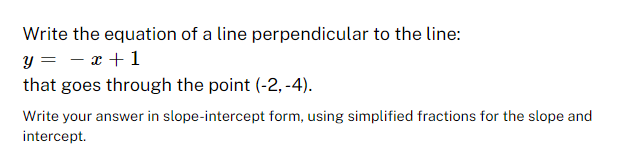 Solved Write the equation of a line perpendicular to the | Chegg.com