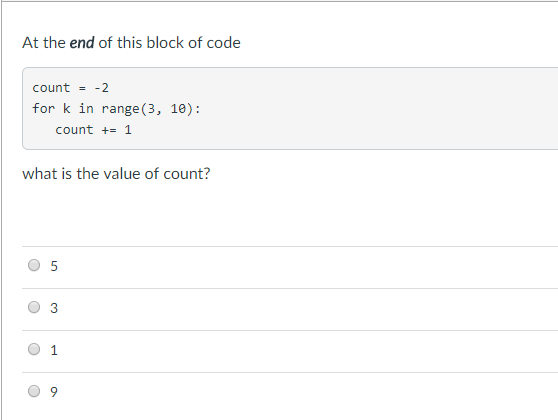 Solved At the end of this block of code count2 for k in | Chegg.com