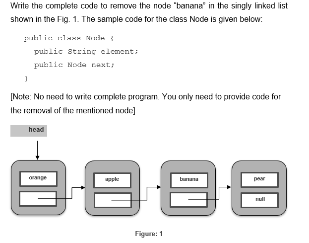 Solved Write the complete code to remove the node "banana" | Chegg.com