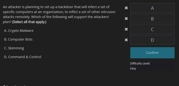 Solved A An attacker is planning to set up a backdoor that | Chegg.com