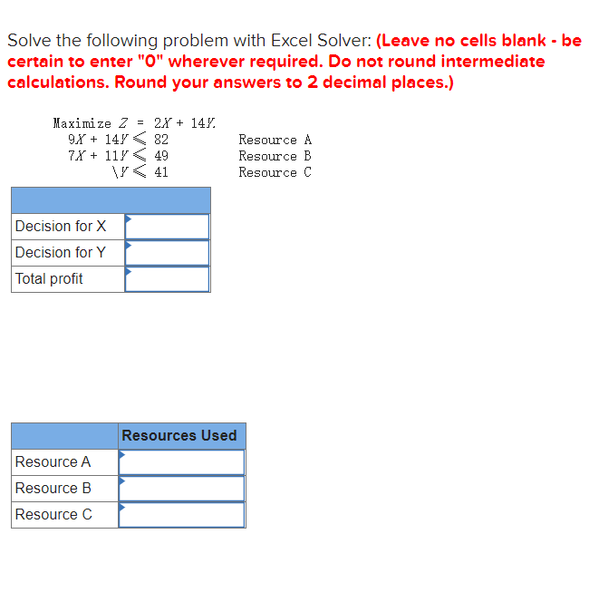 Solved Solve the following problem with Excel Solver: (Leave | Chegg.com