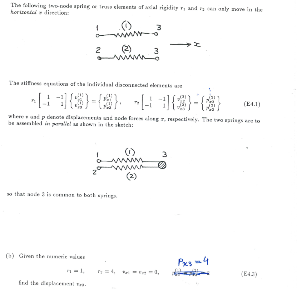 Solved he following two-node spring or truss elements of | Chegg.com