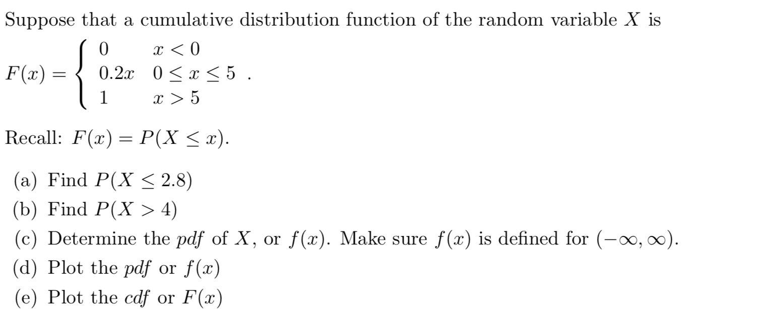 Solved Suppose that a cumulative distribution function of | Chegg.com