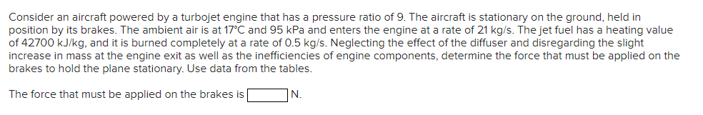 Solved Consider an aircraft powered by a turbojet engine | Chegg.com