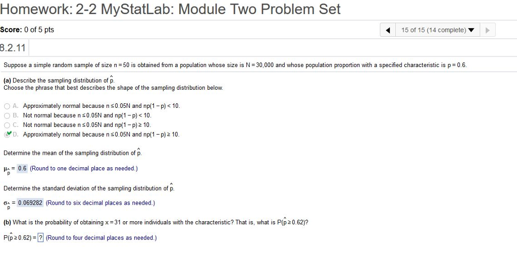 Solved Homework: 2-2 MyStatLab: Module Two Problem Set | Chegg.com