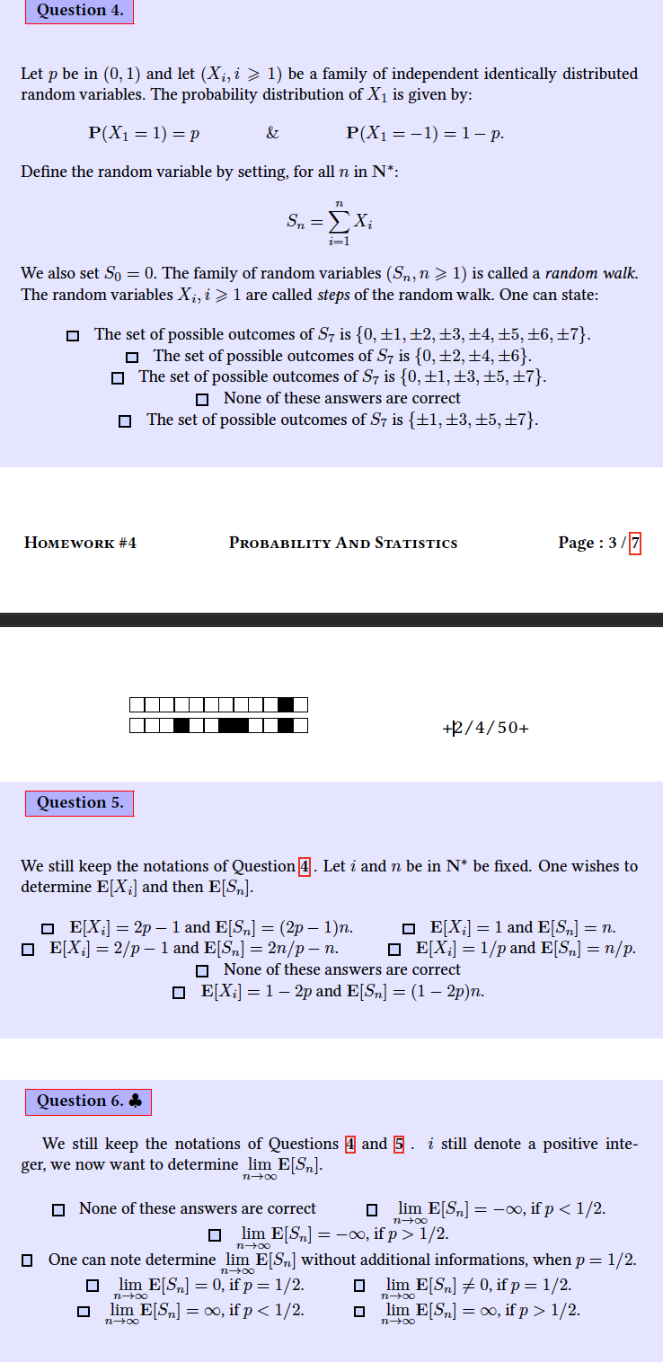 Solved Question 4. Let p be in (0, 1) and let (X¿, i ≥ 1) be | Chegg.com