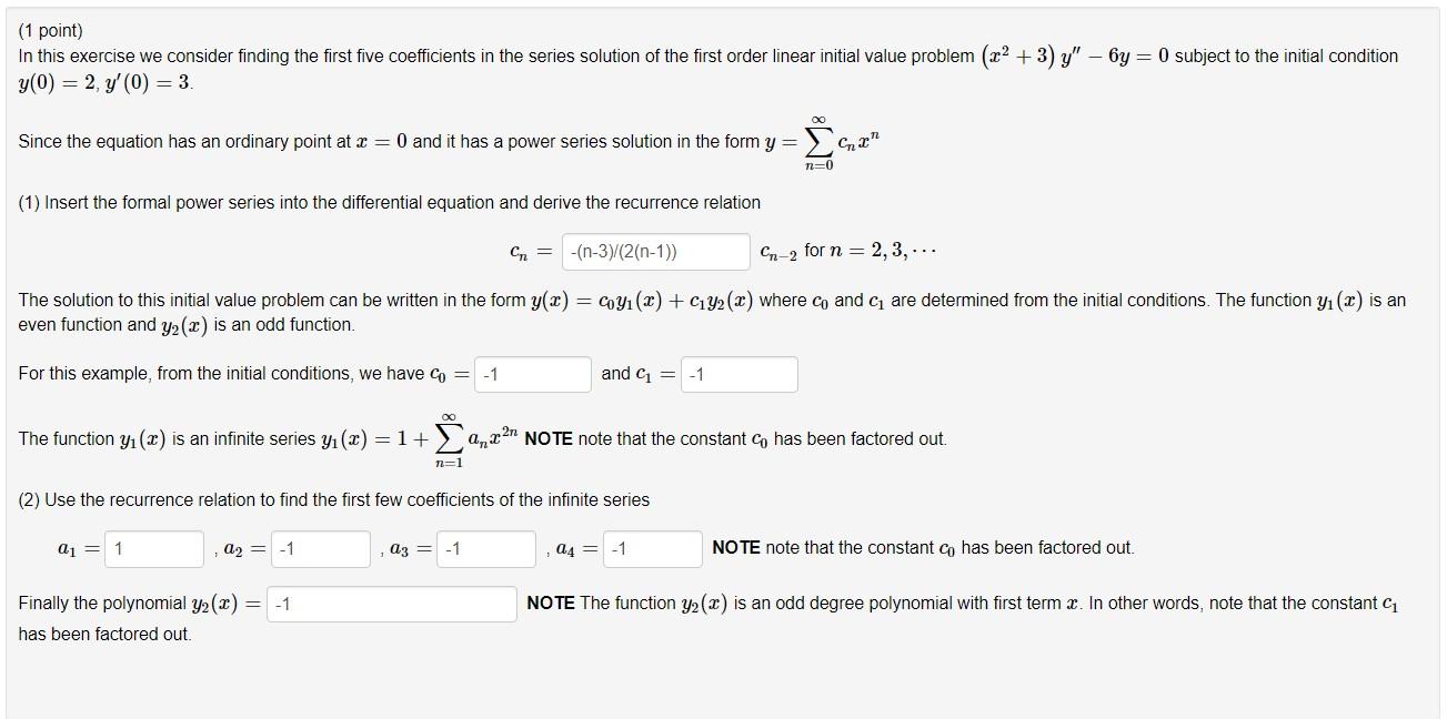Solved (1 point) In this exercise we consider finding the | Chegg.com