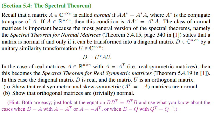 Solved (Section 5.4: The Spectral Theorem) Recall that a | Chegg.com