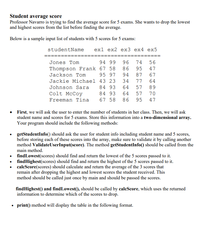 Solved Student average score Professor Navarro is trying to | Chegg.com
