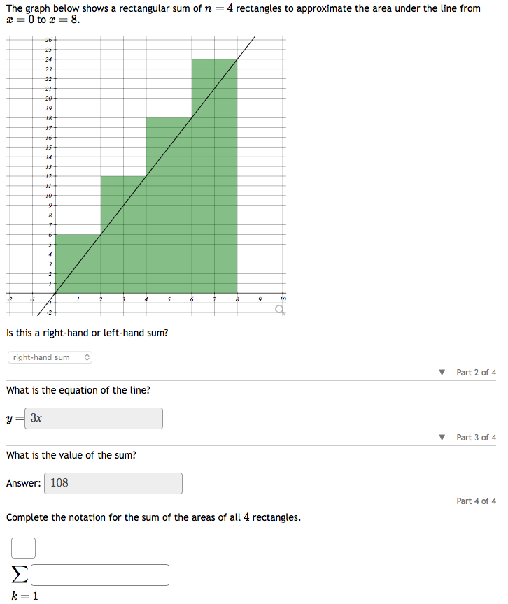 Solved The graph below shows a rectangular sum of n=4 | Chegg.com