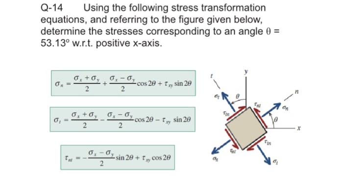 Solved Q-14 Using the following stress transformation | Chegg.com