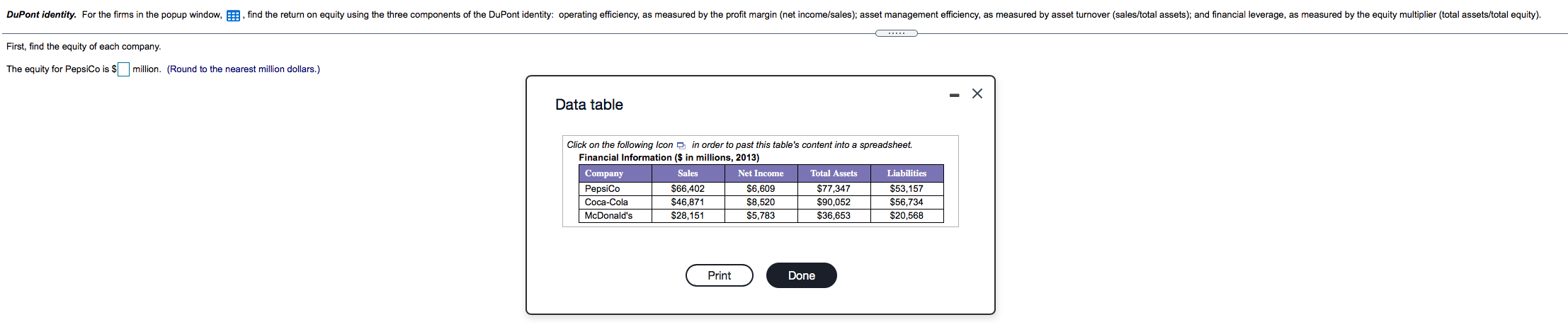 Solved DuPont identity. For the firms in the popup window, : | Chegg.com
