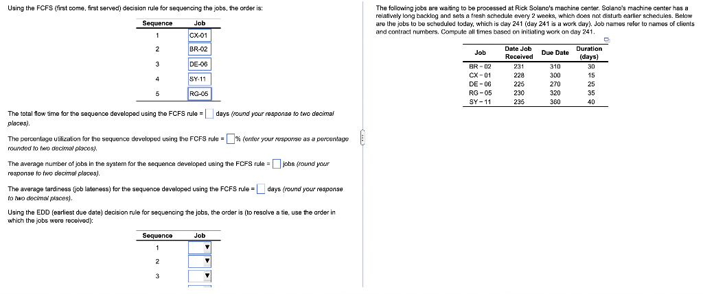 Solved Using the FCFS (first come, first served) decision | Chegg.com