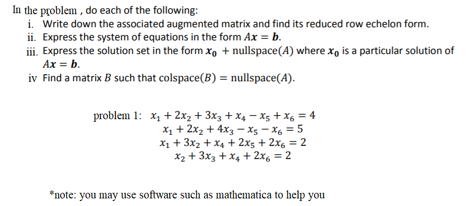 Solved In the problem , do each of the following: i. Write | Chegg.com