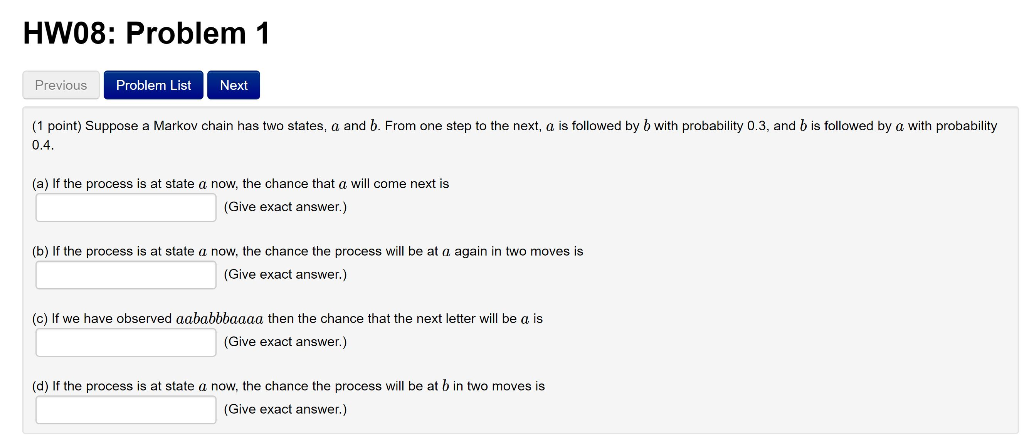 Solved HW08: Problem 1 Previous Problem List Next (1 point) | Chegg.com
