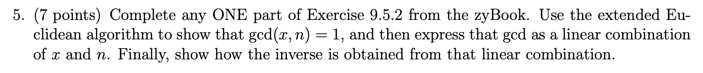 Solved 5. (7 points) Complete any ONE part of Exercise 9.5.2 | Chegg.com