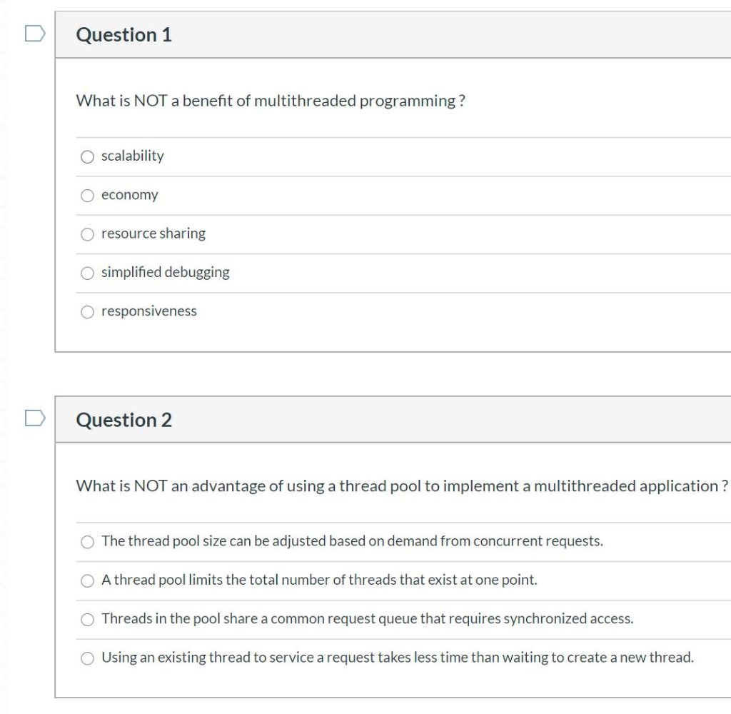 Solved Question 1 What Is Not A Benefit Of Multithreaded
