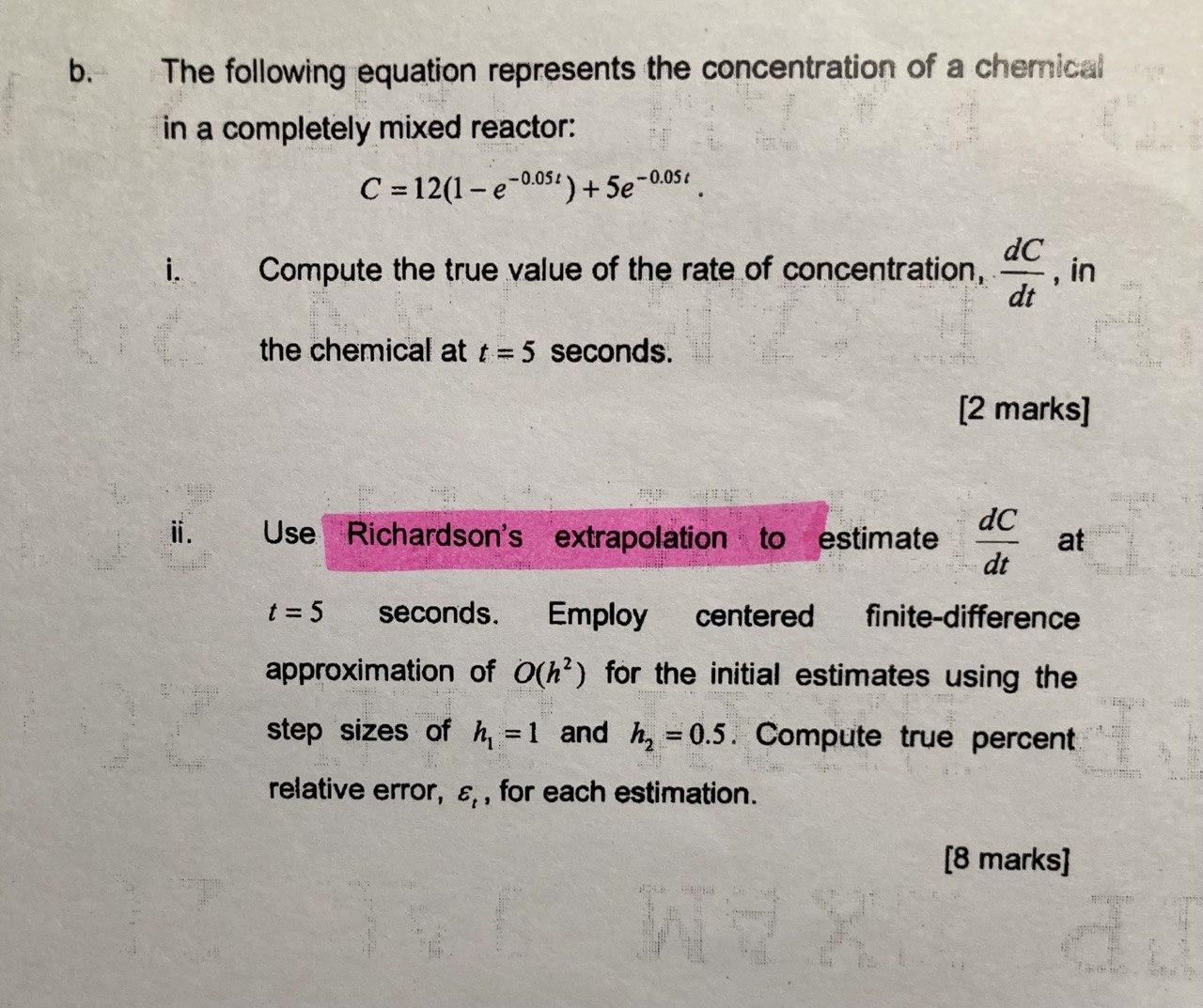 Solved The following equation represents the concentration | Chegg.com