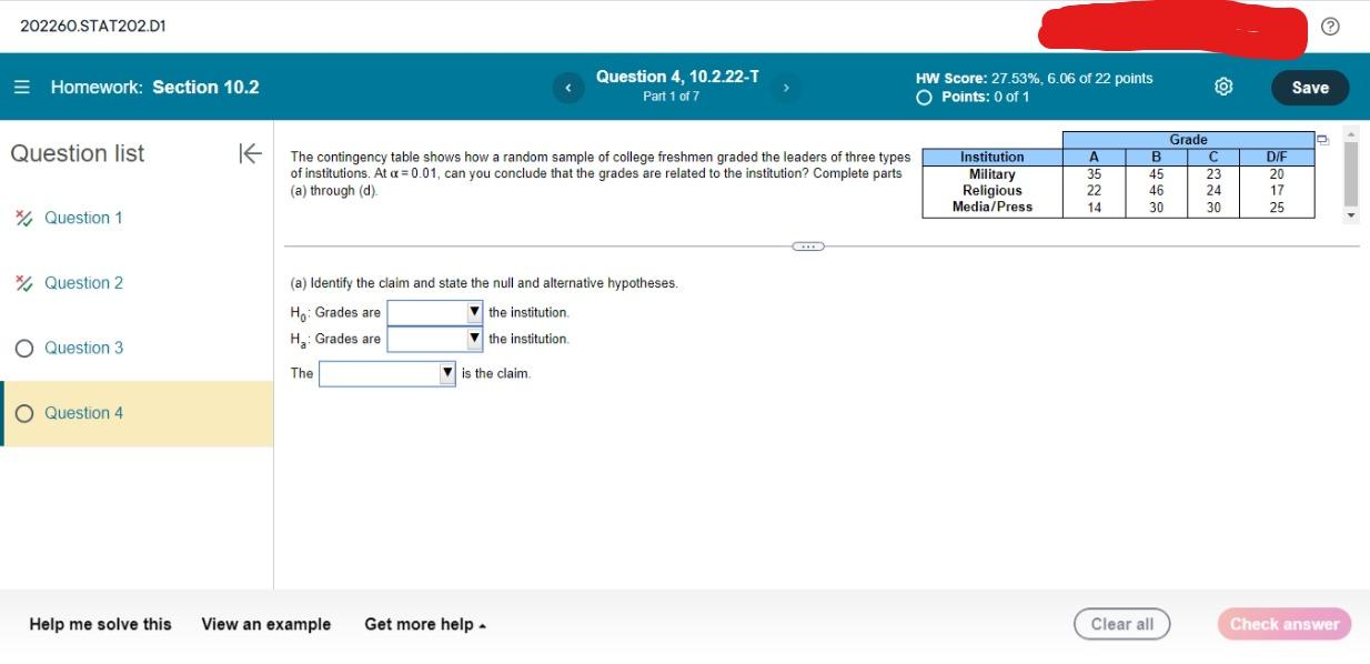 Use the contingency table to the right to calculate | Chegg.com
