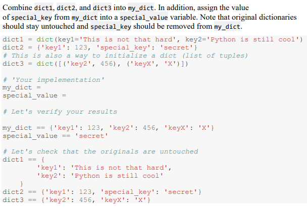 Solved Combine dict1, dict2, and dict3 into my_dict. In | Chegg.com