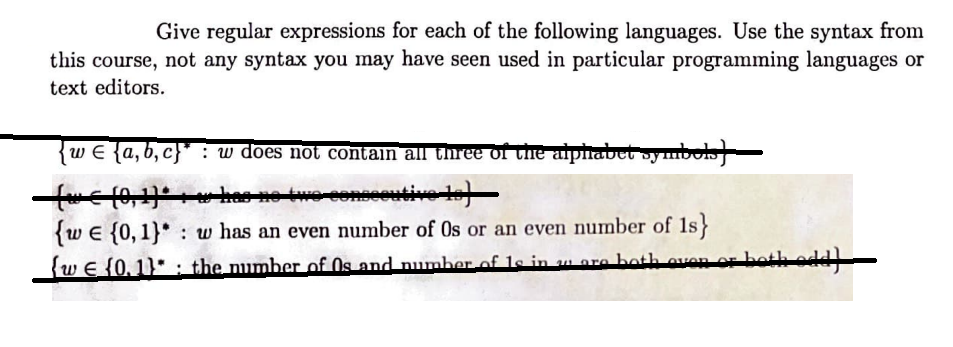 Solved Give regular expressions for each of the following | Chegg.com