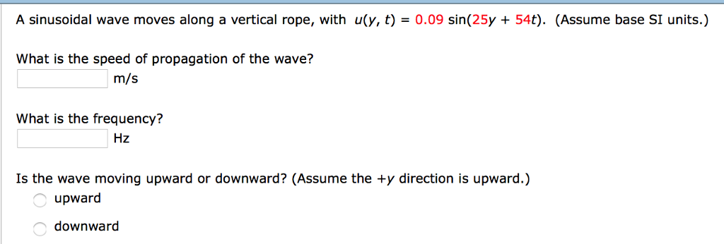 Solved A sinusoidal wave moves along a vertical rope, with | Chegg.com
