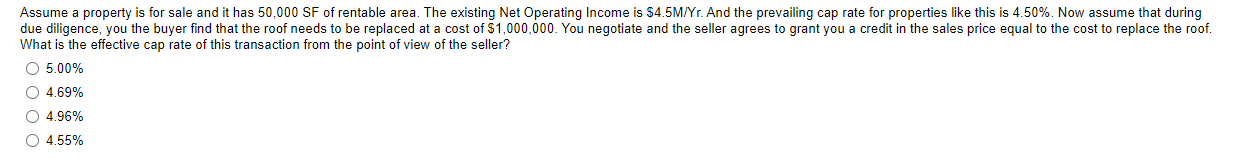 Solved Assume a property is for sale and it has 50,000SF of | Chegg.com