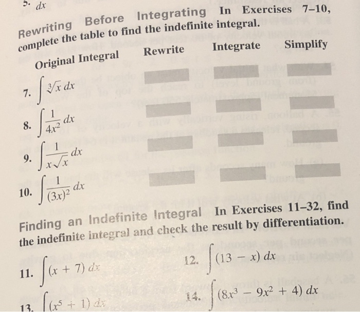 Solved dx Rewriting Before Integrating In Exercises 7-10, | Chegg.com