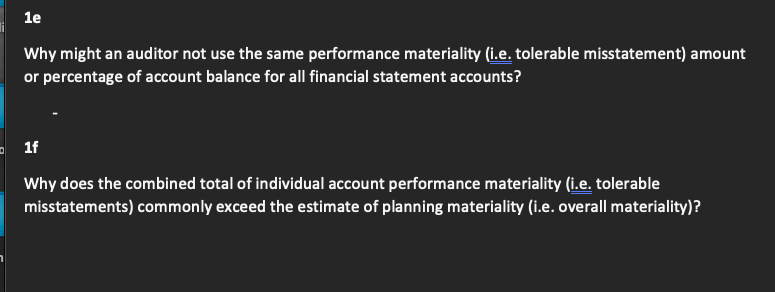 Solved Why might an auditor not use the same performance | Chegg.com