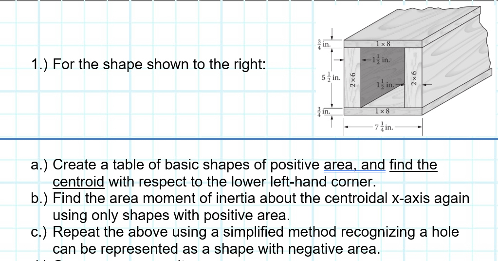 Solved 1.) For the shape shown to the right: a.) Create a | Chegg.com