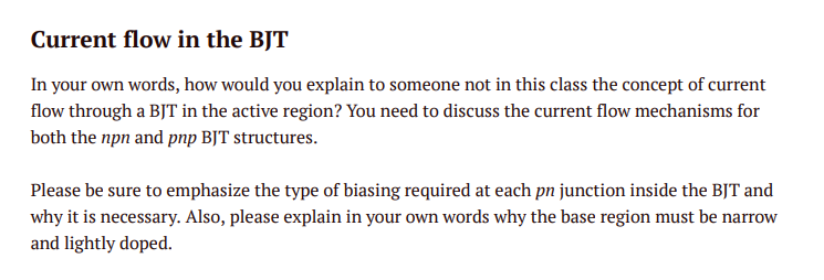 Solved Current flow in the BJT In your own words, how would | Chegg.com