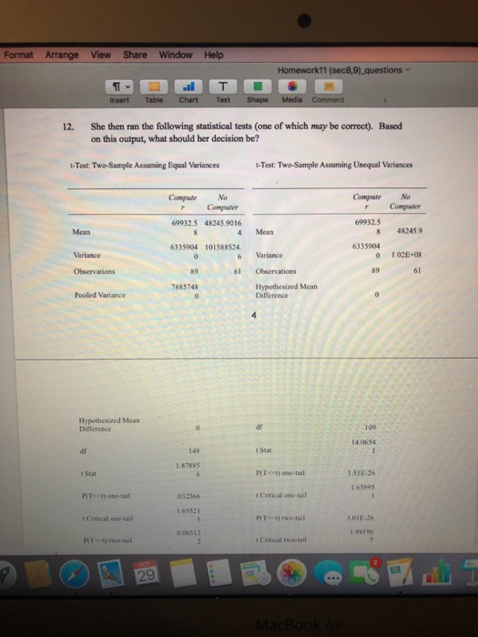 Solved Format Arrange View Share Window Help Homework11 | Chegg.com