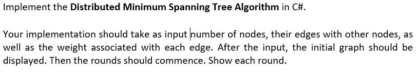 Solved Implement The Distributed Minimum Spanning Tree 9034