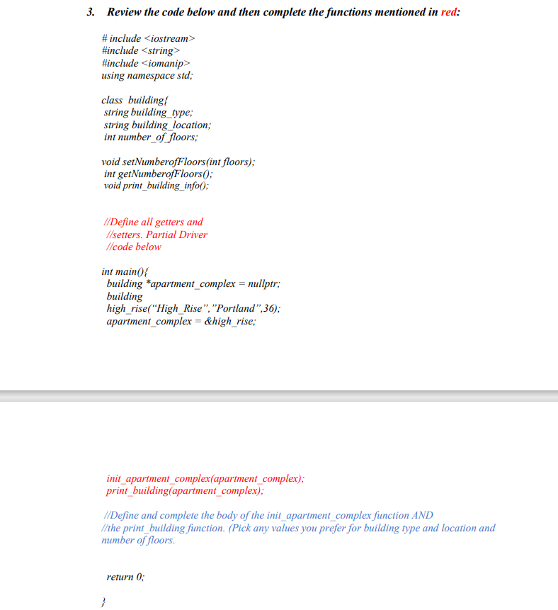Solved 3. Review the code below and then complete the | Chegg.com