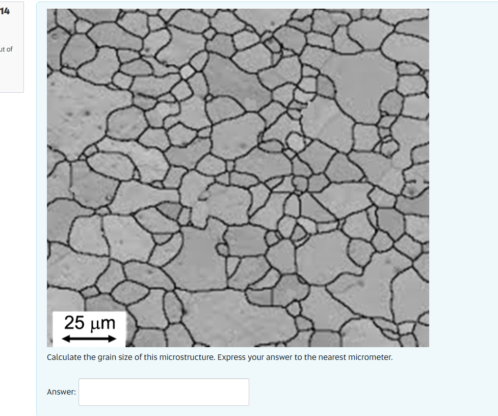 Solved 14 ut of 25 um Calculate the grain size of this | Chegg.com