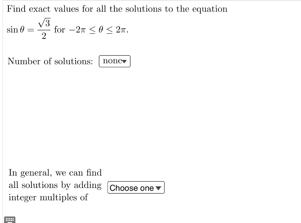 Solved Find exact values for all the solutions to the | Chegg.com