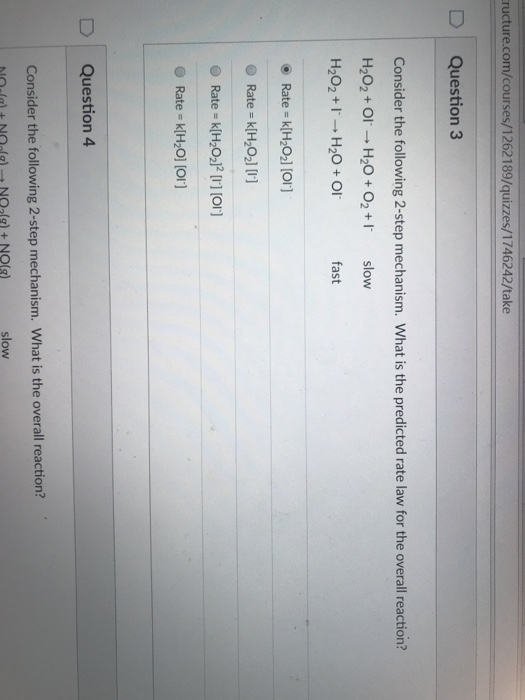 Solved Question 4 Consider the following 2-step mechanism. | Chegg.com