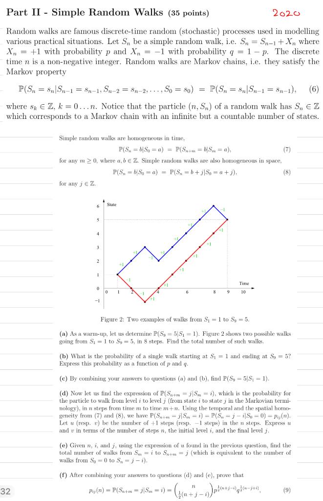 Part II - Simple Random Walks (35 points) 2020 Random | Chegg.com